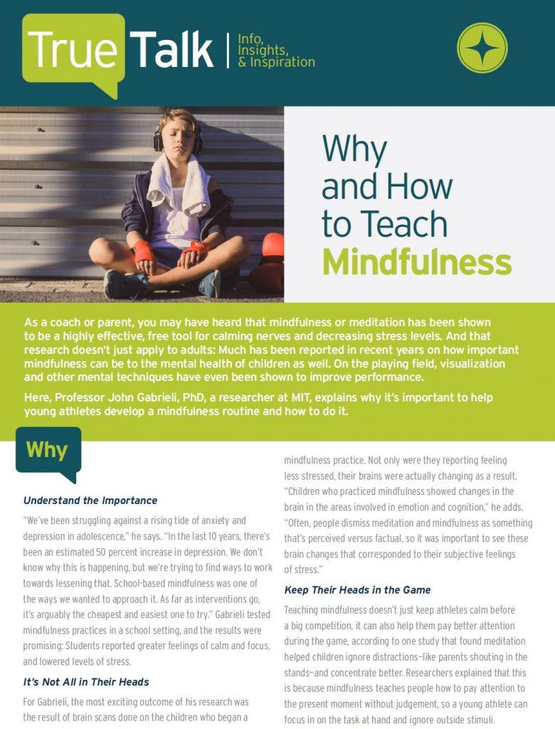 Why and How to Teach Mindfulness | TrueSport